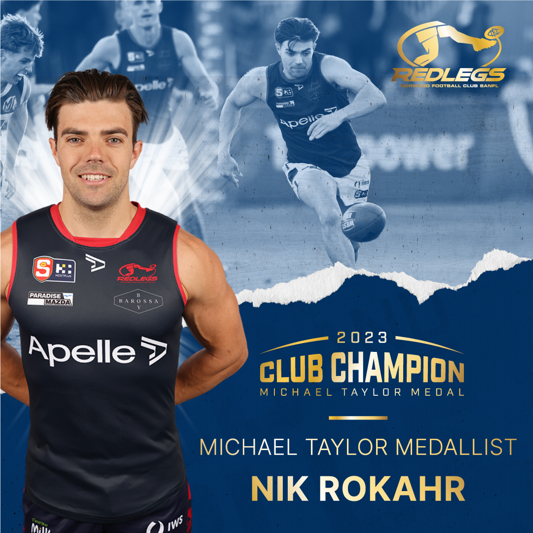 Nik Rokahr takes out 2023 Michael Taylor Medal - Norwood Football Club