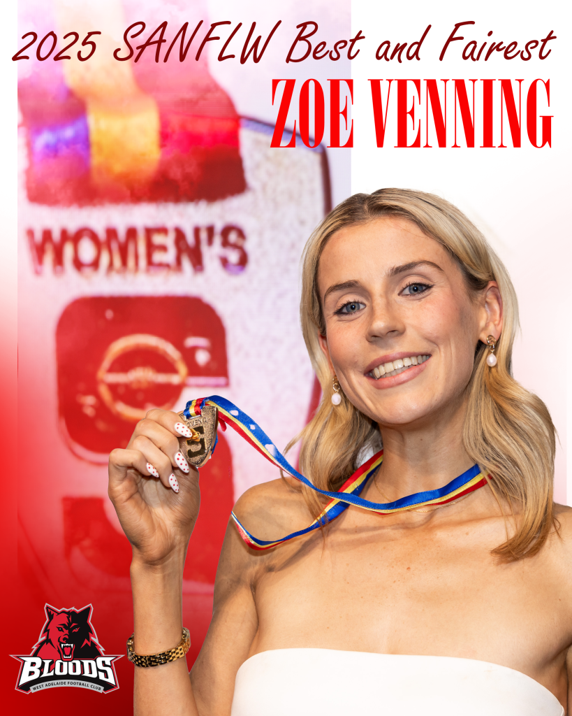 Zoe Venning wins 2025 State Best and Fairest - SANFLW - West Adelaide ...